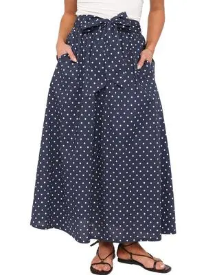 PETAL & PUP Paula Polka Dot Maxi Skirt - Navy