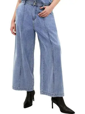 City Chic City Chic High Waist Wide Leg Jeans Light Denim
