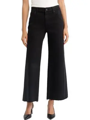 Kobi Halperin Rafaella Raw Hem Wide Leg Jeans - Black