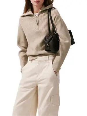 MANGO Quarter Zip Sweater