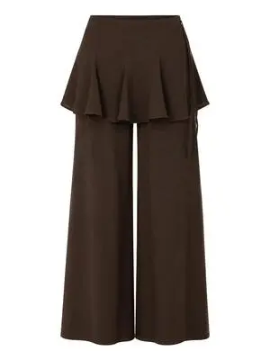 Carmen Says Pisco Flared Pants With Wrapped Skirt Details - Brown