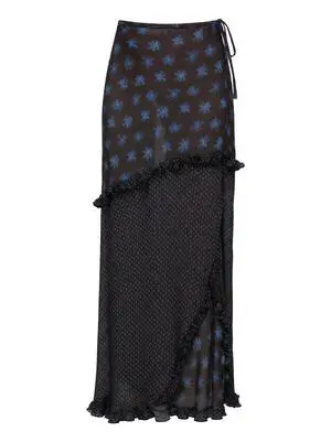 Carmen Says Palma Flower Print Maxi Skirt - Brown