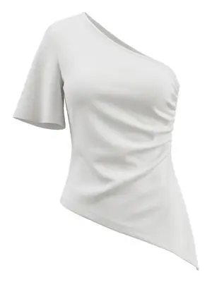 LOR REIN Vira One-shoulder Top With Draping - White