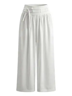 LOR REIN Remi Draped Trousers Wide Leg, Mid Rise - White