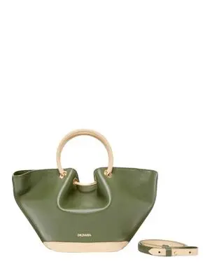 SAONARA BRAND Mini Capazo Bag Army Cream Leather - Green