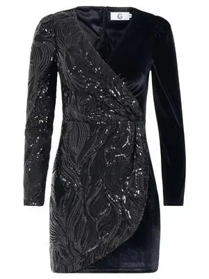 THE GT ATELIER V Neck Fitted Mini Dress - Black