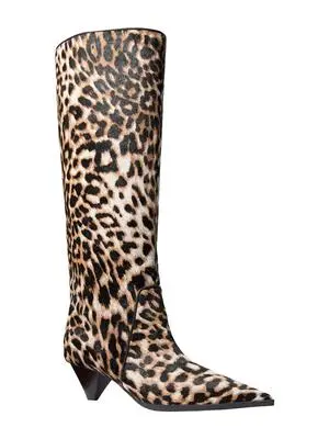 Michael Kors Jayla Leopard Print Calf Hair Knee-high Boots - Brown
