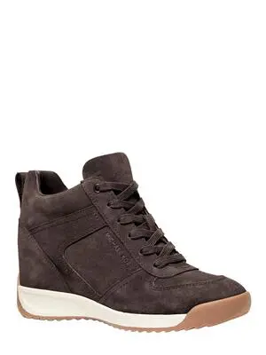 Michael Kors Michael Kors Nikko S2 Suede Wedge Trainer Brown