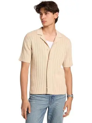 Michael Kors Textured Knit Polo Shirt - Natural