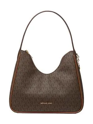 Michael Kors Nayla Small Signature Logo Hobo Shoulder Bag - Brown