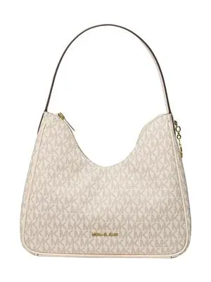 Michael Kors Nayla Small Signature Logo Hobo Shoulder Bag - Natural
