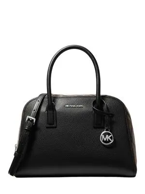 MICHAEL KORS Ashton Medium Smooth And Plaid Wool Blend Satchel