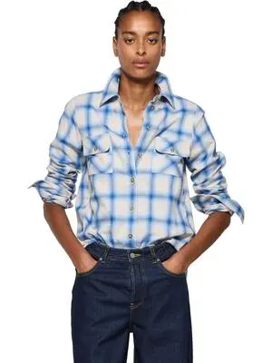 Serena Bute Brushed Cotton Check Shirt - Blue