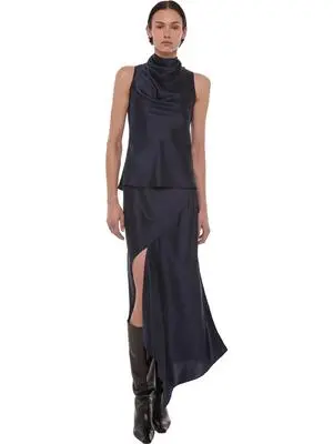 Helmut Lang Silk Slip Skirt - Navy
