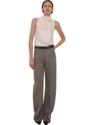 Helmut Lang Silk Tie-neck Top - Ivory