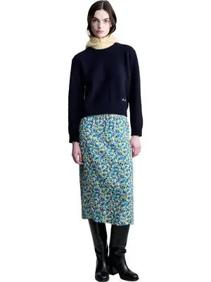 A.P.C. A.P.C. Mila Long Viscose Skirt With Floral Motifs