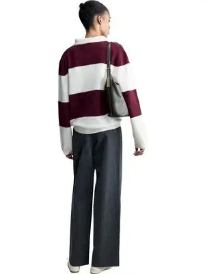A.p.c. Luis Polo White And Wool Rugby Polo Shirt Tgc - Burgundy