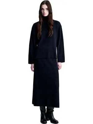 A.p.c. Long Merino Wool Skirt - Navy Blue