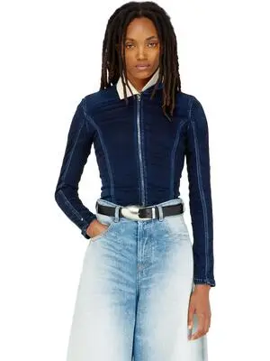 DIESEL® Cropped Joggjeans Bomber Jacket With Logo Detail - Blue