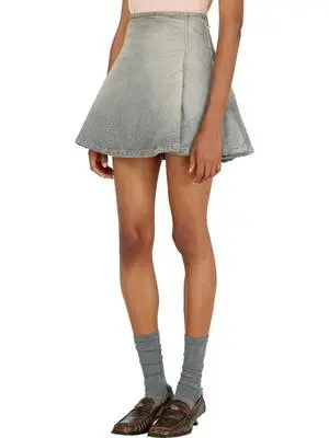 DIESEL® Skirt In Distressed Herringbone Denim