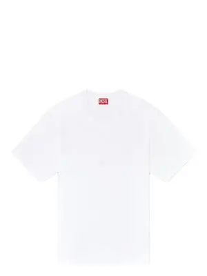 DIESEL® Cotton-interlock T-shirt With Logo Embroidery White