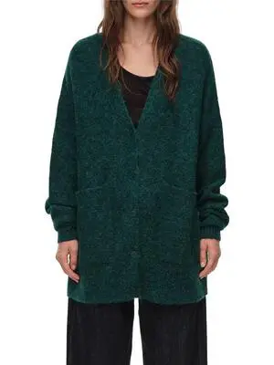 Bimba Y Lola Long Wool And Alpaca Blend Cardigan - Dark Teal