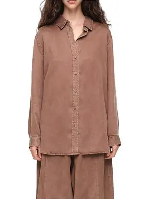 Bimba Y Lola Straight Fluid Lyocell Shirt - Washed Brown