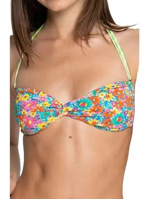 BRIGHT SWIMWEAR Nia Twist Front Bandeau Top - Meadow