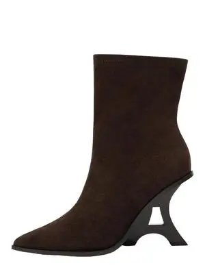 Manière De Voir Manière De Voir Eiffel Heeled Suede Ankle Boots Espresso