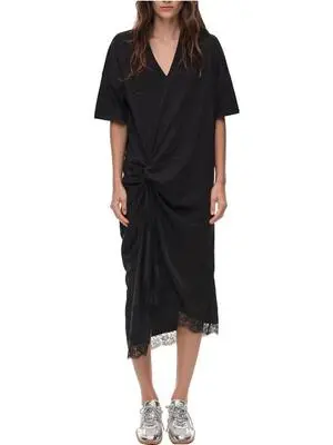 Bimba Y Lola Two-material Knot T-shirt Dress - Black