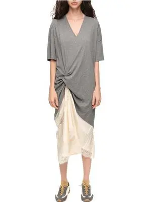 Bimba Y Lola Two-material Knot T-shirt Dress - Melange Grey