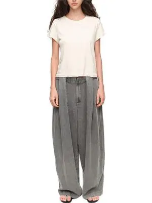 Bimba Y Lola Wide Leg Fluid Denim Trousers - Washed Grey