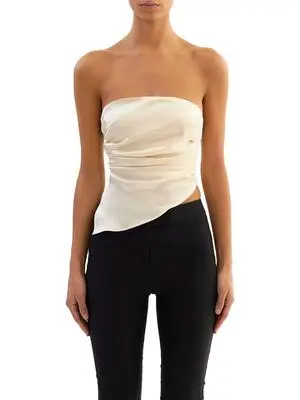 LAMARQUE Baila | Asymmetric Satin Scarf Top Cream