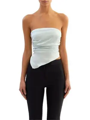 LAMARQUE Baila | Asymmetric Satin Scarf Top - Light Blue