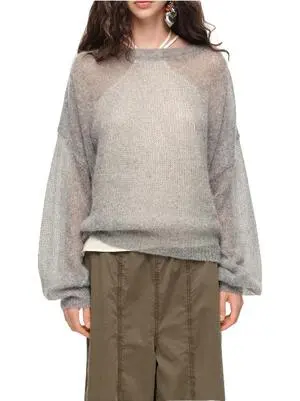 Bimba Y Lola Mohair Boat Neck Sweater - Melange Grey