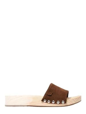 Bimba Y Lola Suede Wooden Platform Sandal - Toast