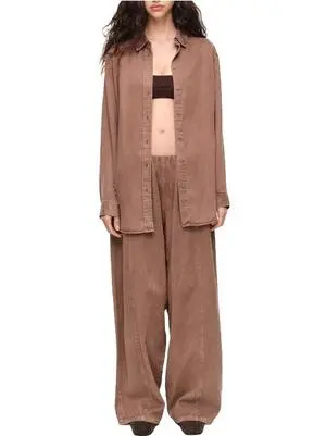 Bimba Y Lola Fluid Wide-leg Denim Trousers - Washed Brown