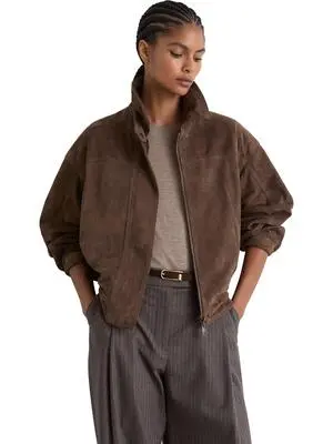 REISS Cooper Suede Relaxed-fit Jacket - Brown