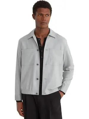 REISS Penge Brushed Twin-pocket Overshirt With Wool - Soft Grey
