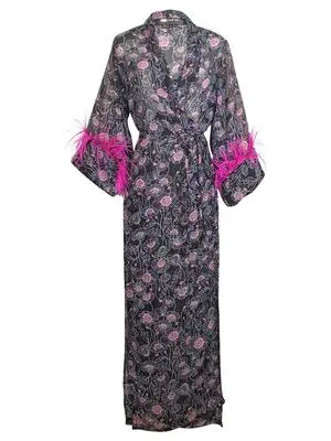 JENNAFER GRACE Black / Pink Marlene Wrap Dress In Mimosa Pink - Black/pink