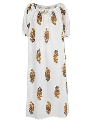 PAR Y ESCALA Par Y Escala Justina Mustard Floral Print Maxi Dress