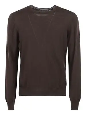 GRAN SASSO Crew Neck Long Sleeve Sweater - Brown