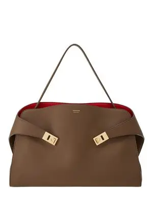 FERRAGAMO Ferragamo Hug Soft Bicolor Large Shoulder Bag Clay