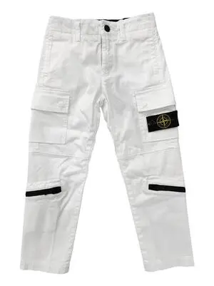 Stone Island Cargo Pants With Logo Detail - White
