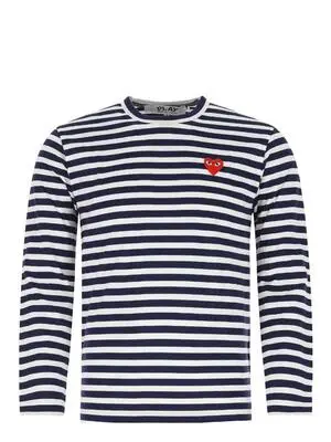 Play Comme Des Garcon Striped Heart Long-sleeve Top - White