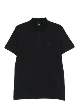 Hugo Boss Logo Embroidered Short-sleeved Polo Shirt - Black