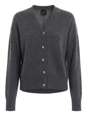 Pinko Ribbed-trim V-neck Cardigan - Black