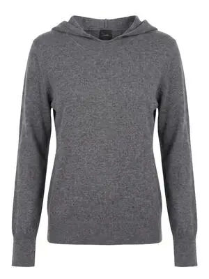 Pinko Hooded Sweater With Ribbed Hem And Cuffs - Black