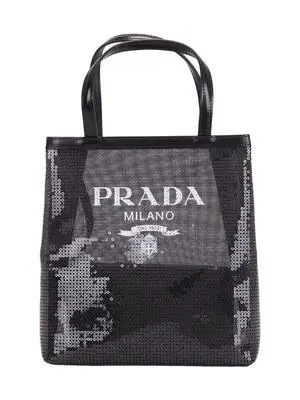 Prada Rete Paillettes Tote Bag - Black