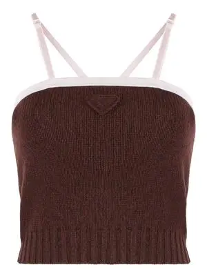 PRADA PRADA Ribbed Wool & Cashmere Blend Knit Top